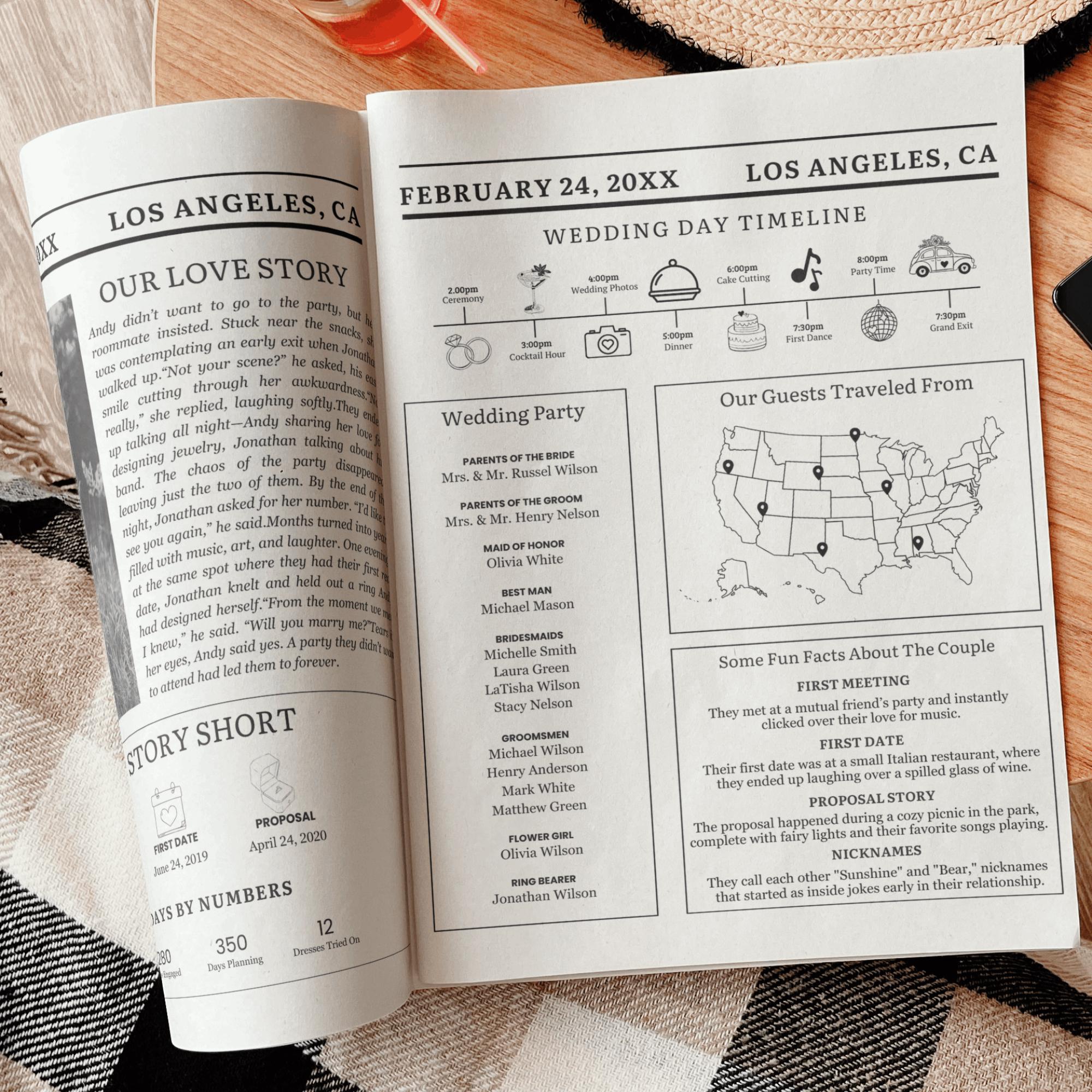 Wedding Newspaper Template, Wedding Newspaper Template With Photo ...