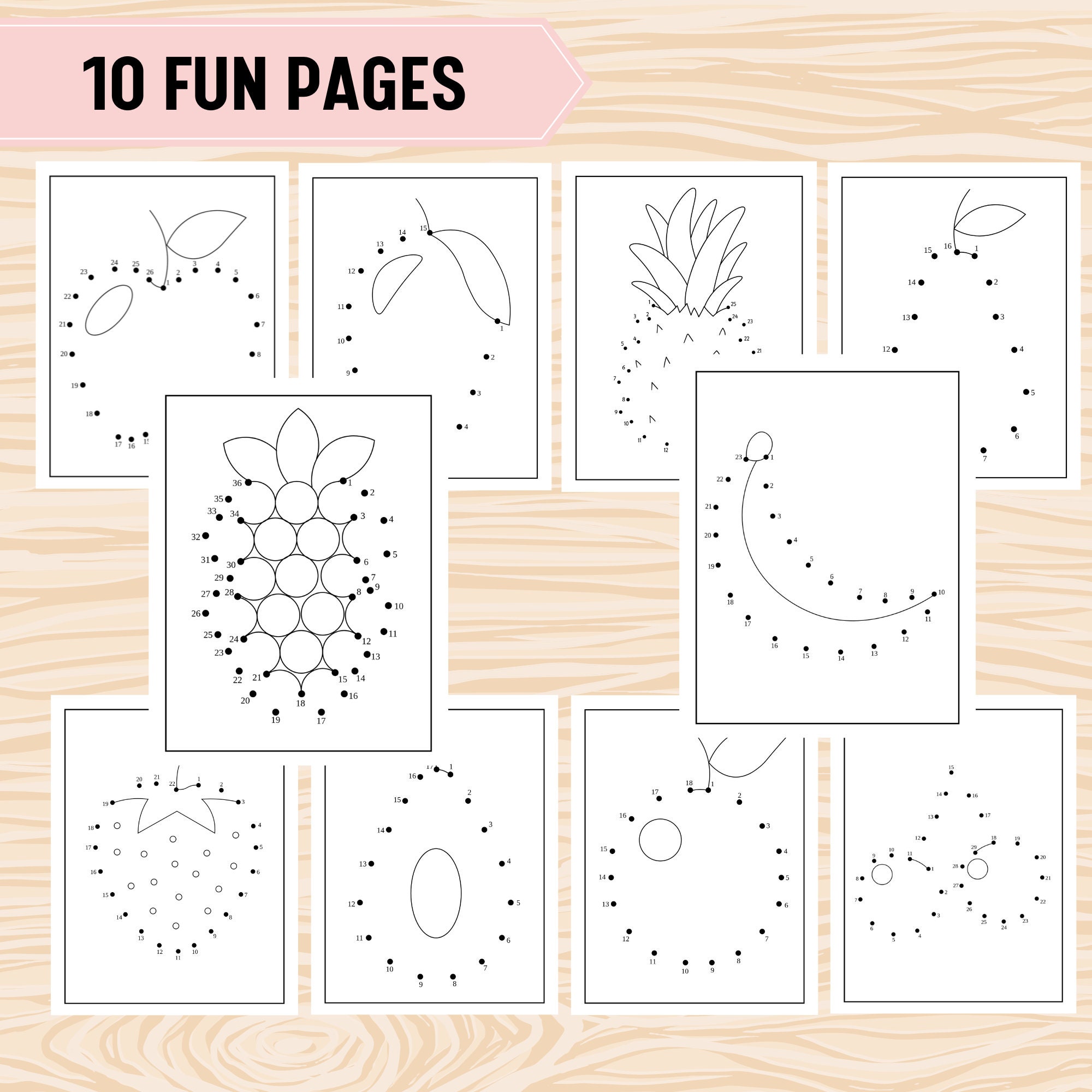 Dot to Dot Fruit Printable for Kids, Connect the Dots,printable ...