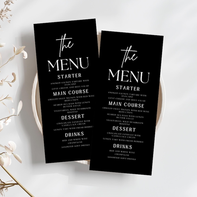 Food Menu Card, Table Menu, Minimalist, Birthday Menu Card, Men & Women ...
