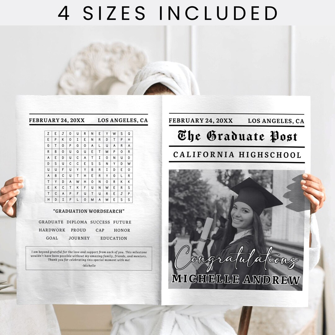 Graduation Party Newspaper Template, Graduation Newspaper Template With ...