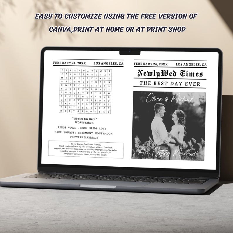 Wedding Newspaper Template, Wedding Newspaper Template With Photo ...