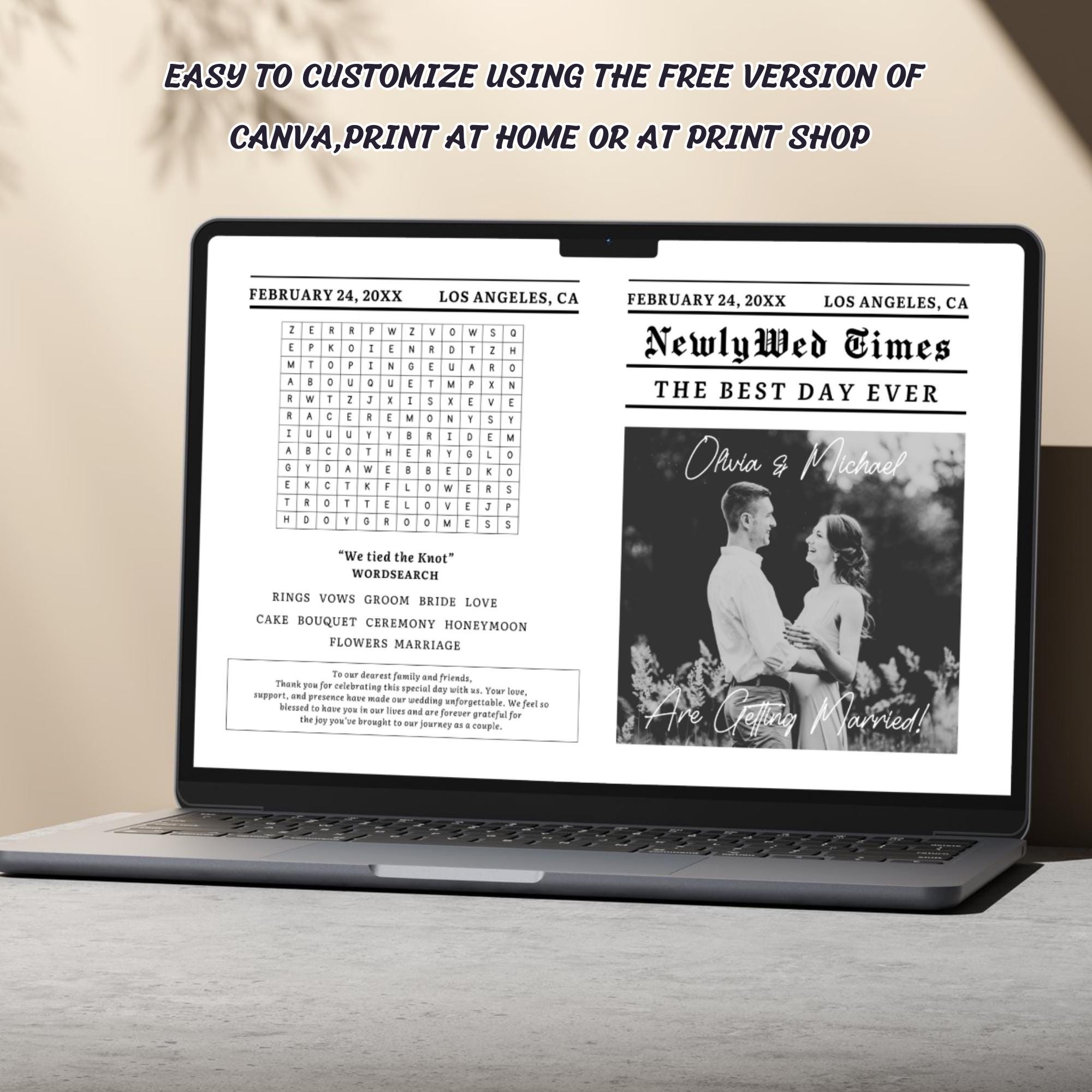 Wedding Newspaper Template, Wedding Newspaper Template With Photo ...