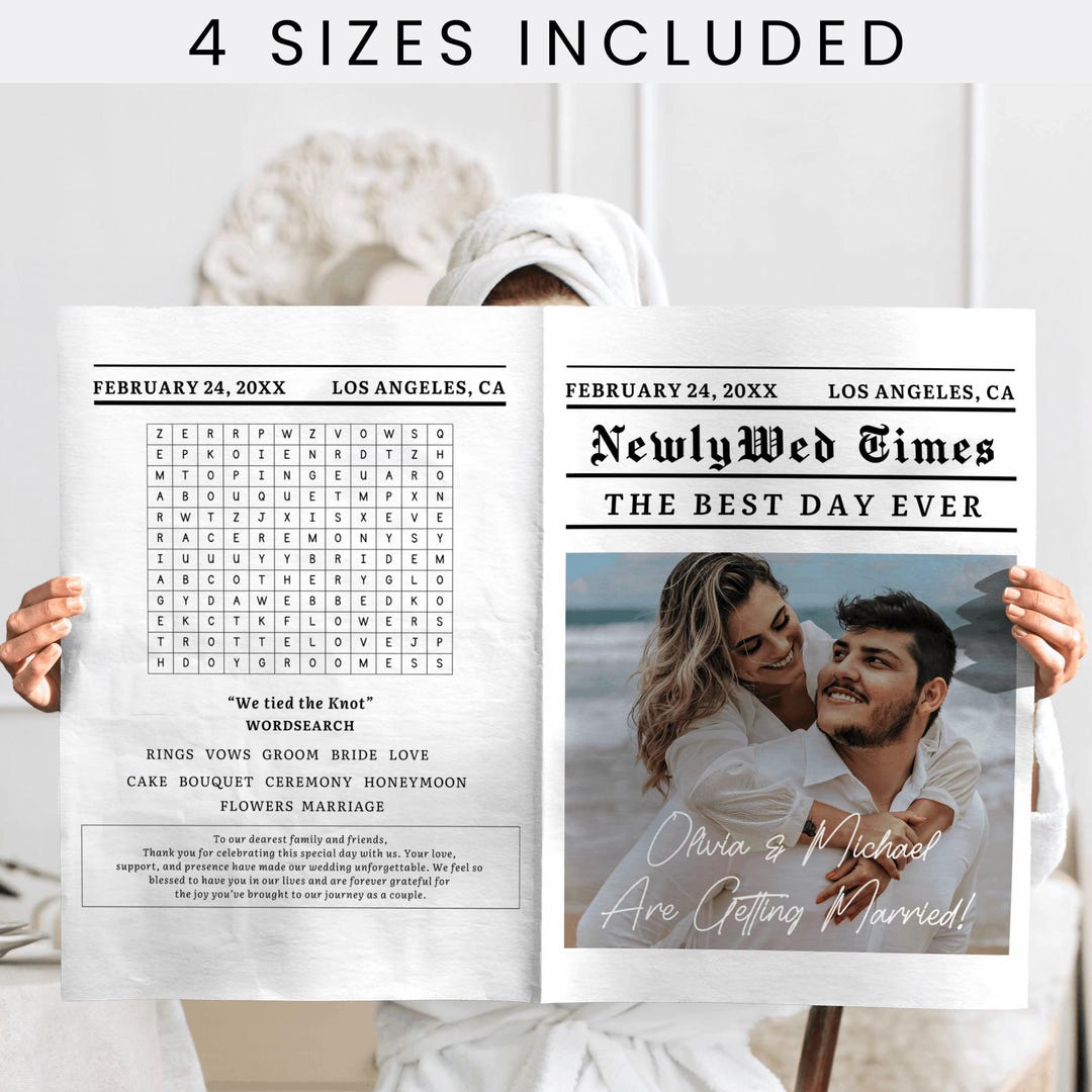 Wedding Newspaper Template, Wedding Newspaper Template With Photo ...