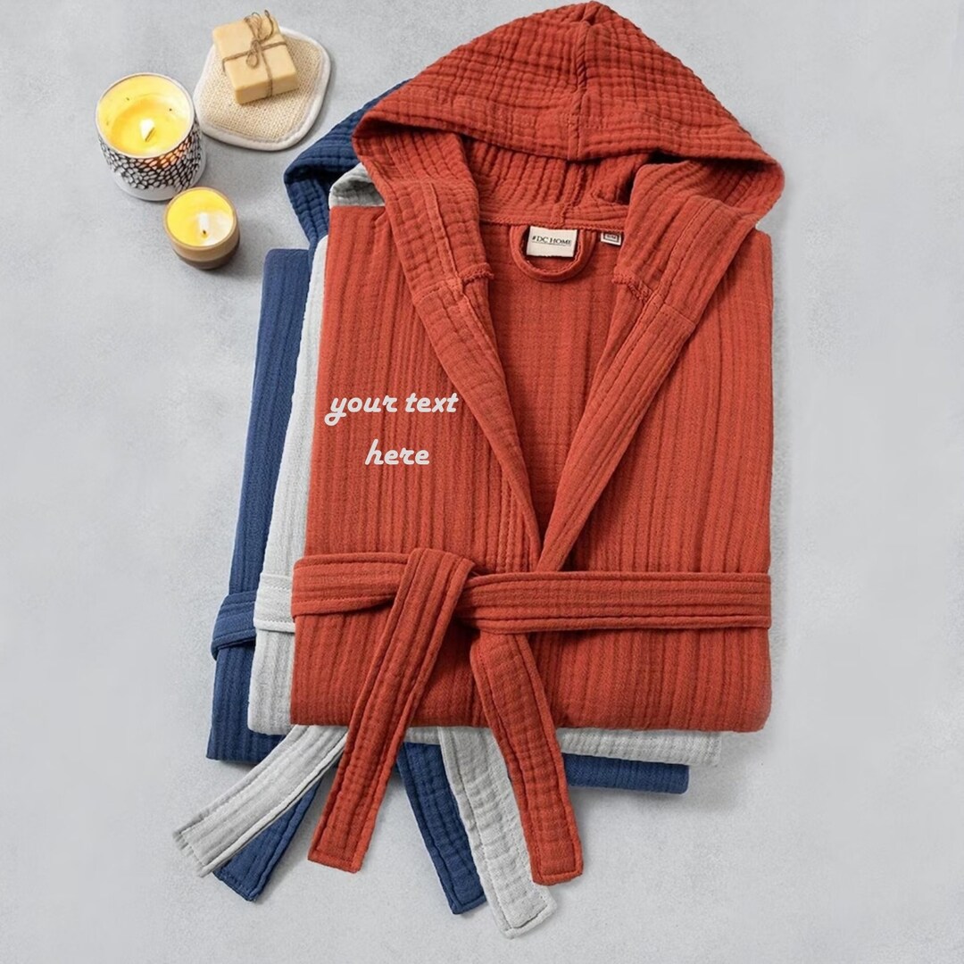 4 Layers Muslin Organic Cotton Robe, Kimono Musselin Bathrobe, Soft ...