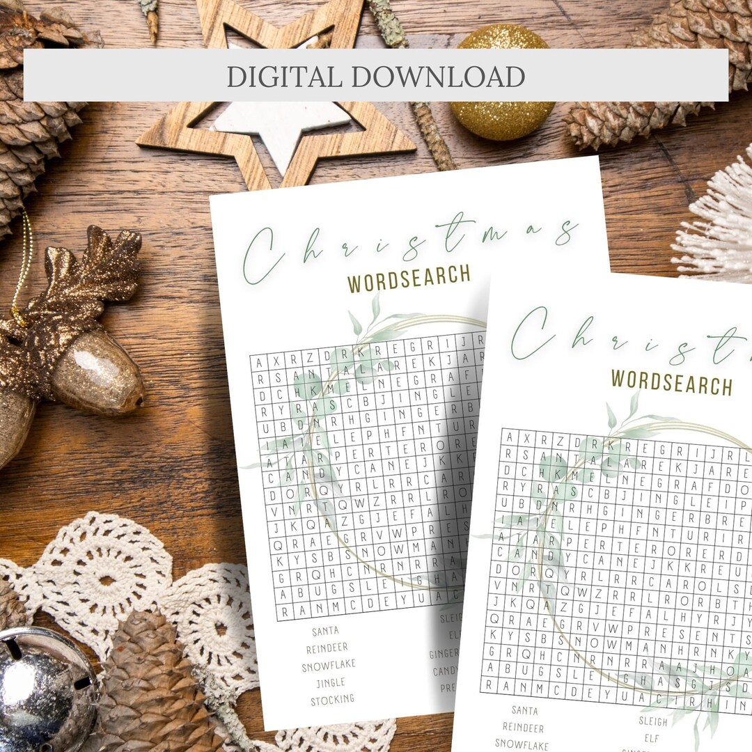 Printable Christmas Word Search Game, Party Games, Adult Wordsearch ...