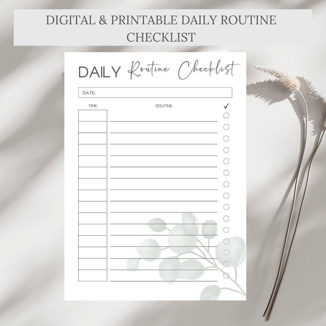 Digital Printable Daily Routine Fillable Daily Checklist ADHD Daily ...