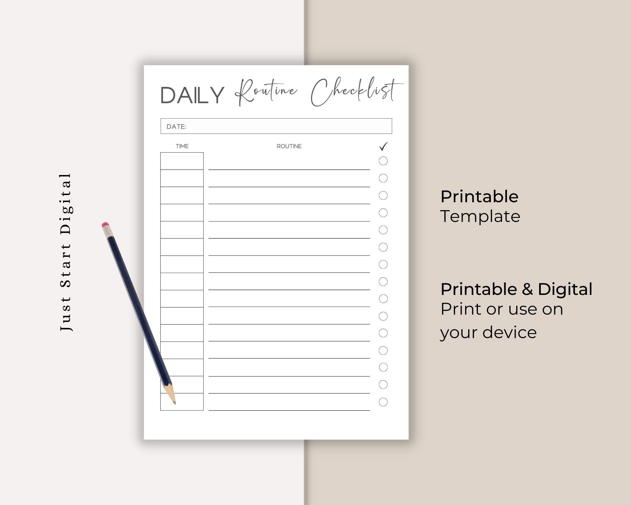 Daily Routine Checklist Planner Printable Digital Adhd Routine Daily ...