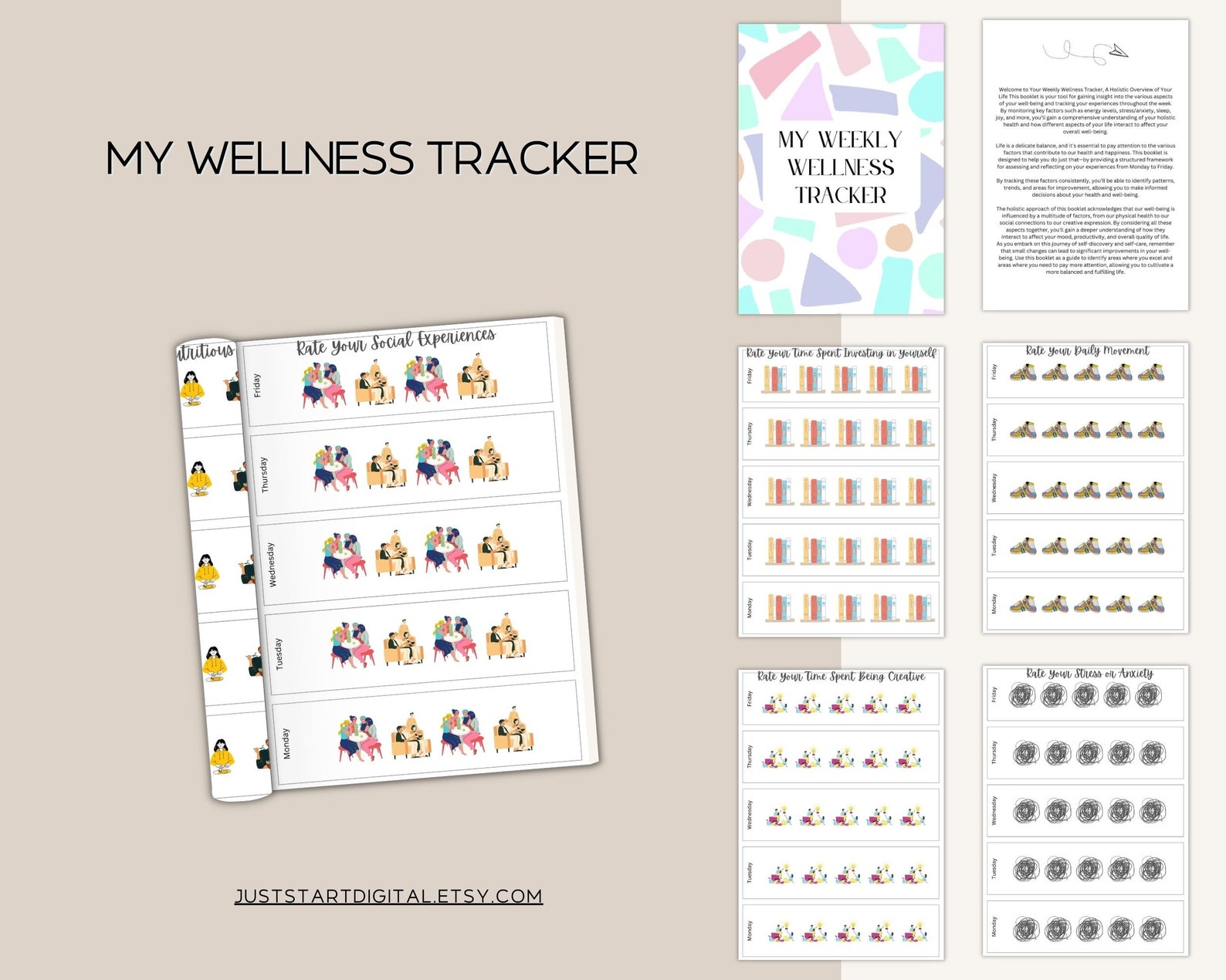 Printable Digital Weekly Wellness Tracker to Achieve Wellness Goals ...
