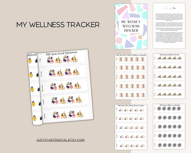 Printable Digital Weekly Wellness Tracker to Achieve Wellness Goals ...