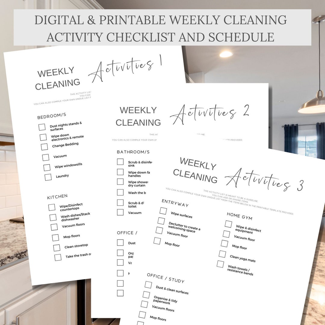 Digital and Printable Weekly ADHD Cleaning Checklist and Schedule ...