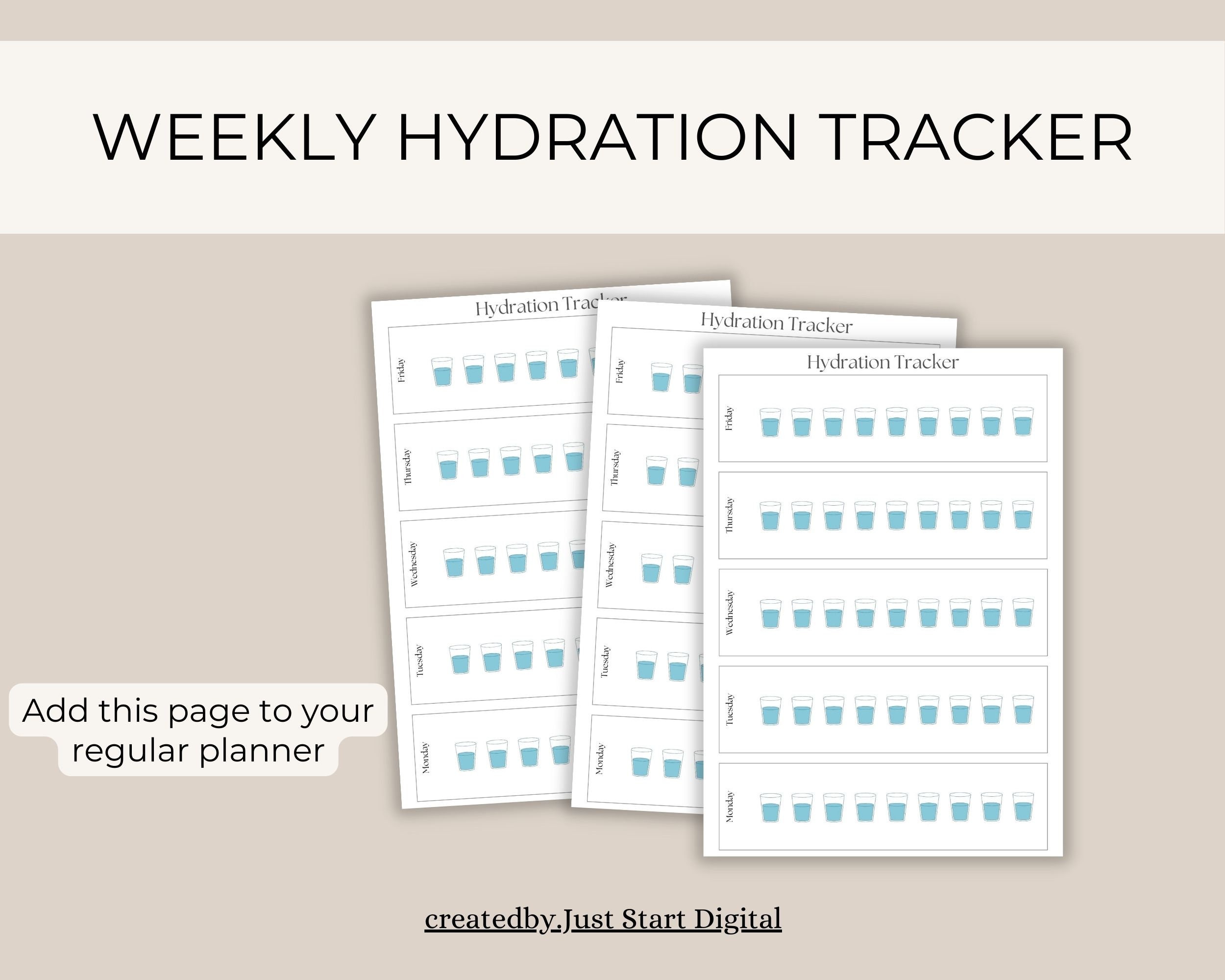 Daily Hydration Tracker Printable: Weekly Water Intake Log (digital ...