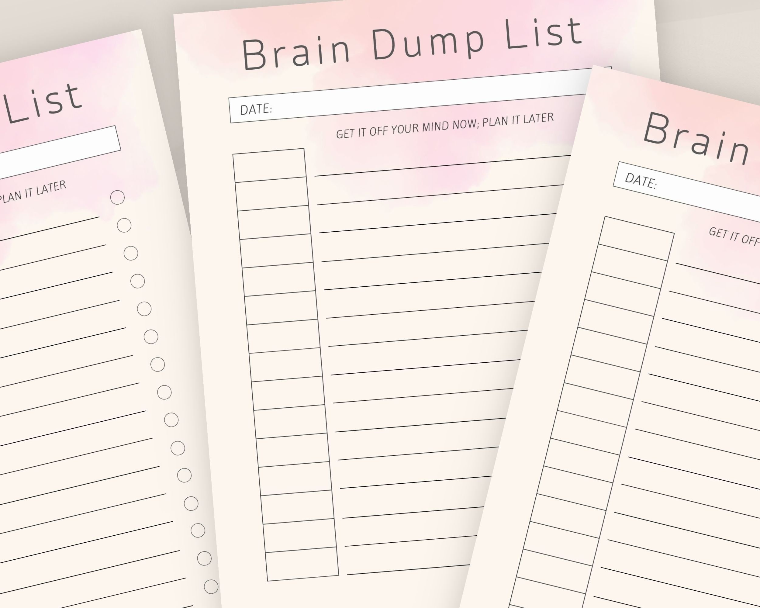Brain Dump List Printable: Thought Tracker Template (digital Download ...