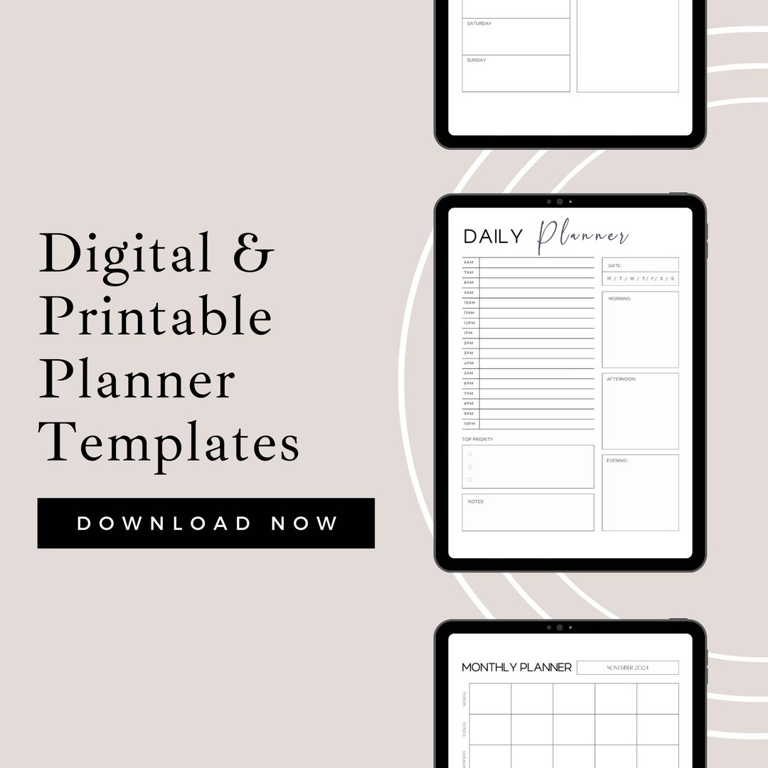 ADHD Digital and Printable Daily Weekly and Monthly Planner & Schedule ...