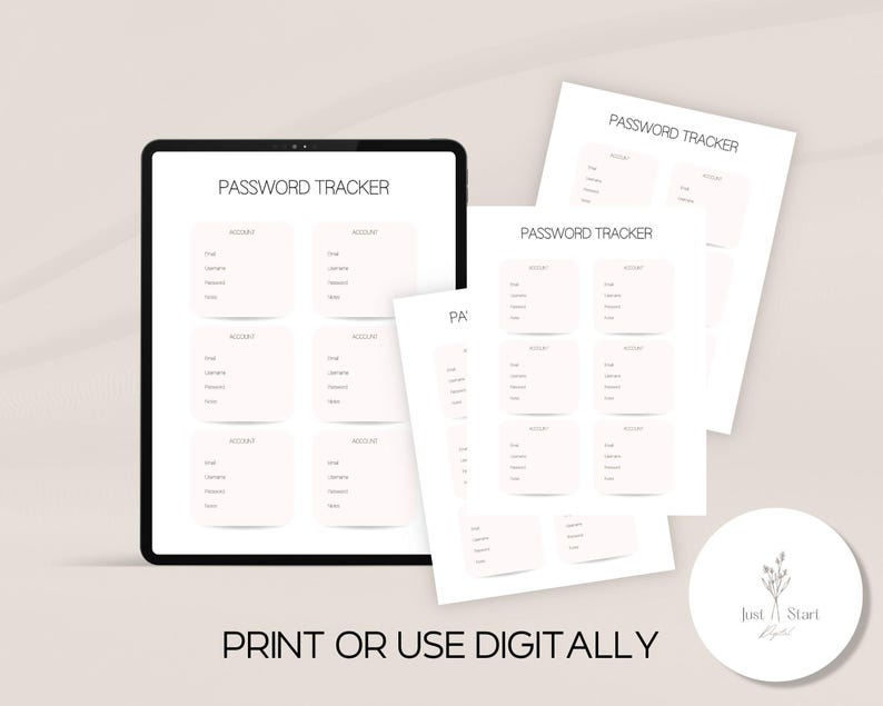 Password Tracker Printable Digital Template is a Simple and Organized ...
