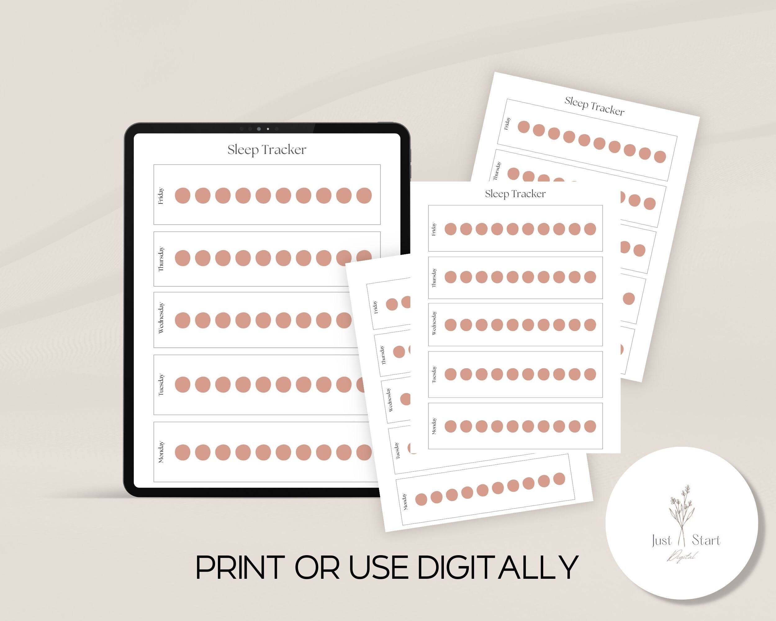 Sleep Tracker Printable and Digital Sleep Log for Tracking and ...