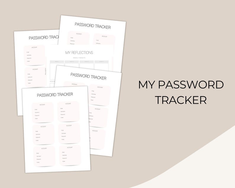 Password Tracker Printable Digital Template is a Simple and Organized ...