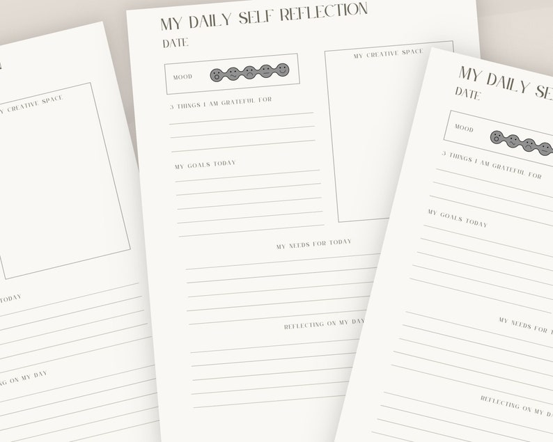 Daily Self Reflection Digital and Printable One Pager for Mindfulness ...