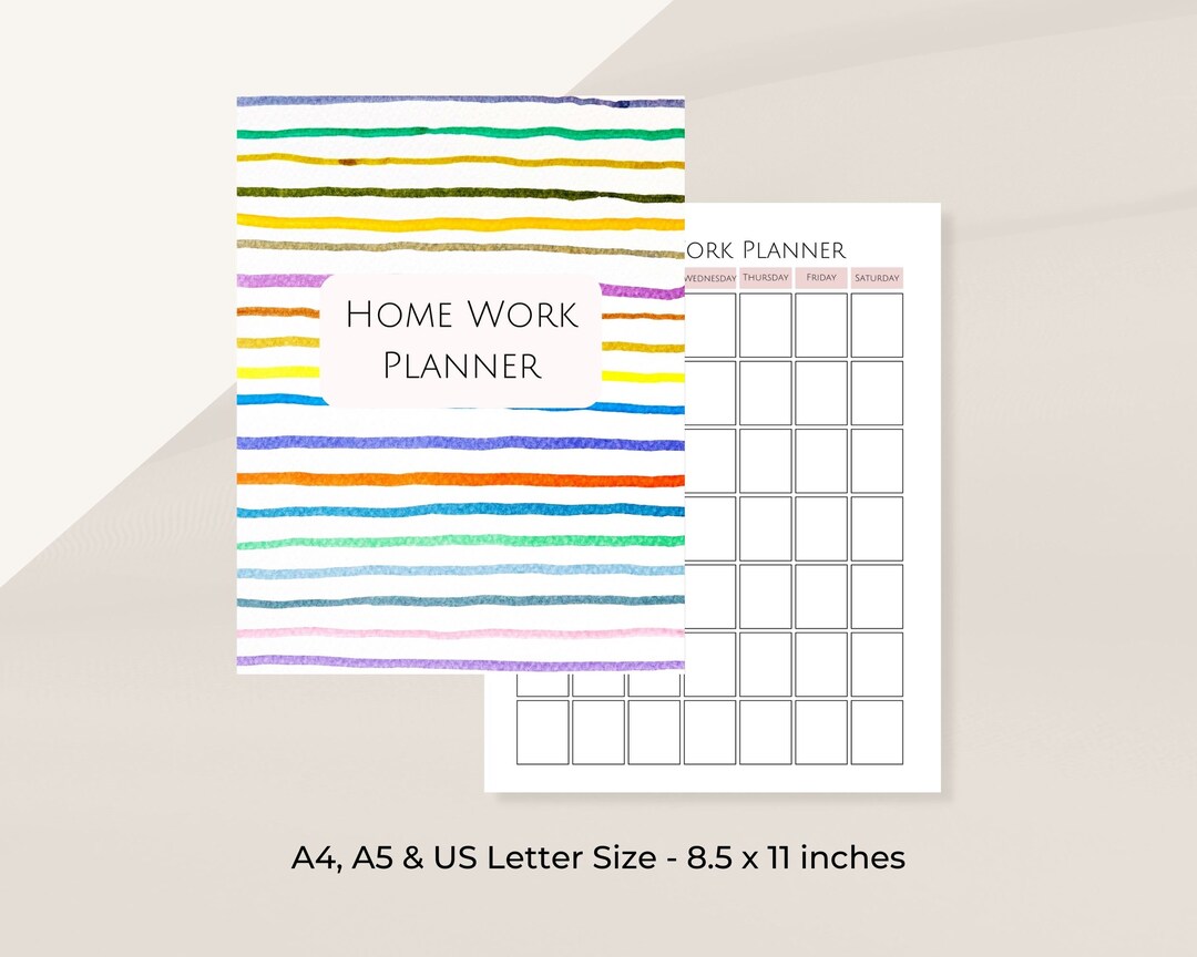 Homework Planner to Keep Track of Your Home Work, Plan and Organize the ...