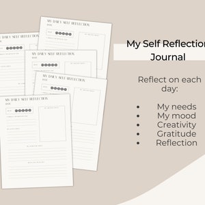 Daily Self Reflection Digital and Printable One Pager for Mindfulness ...