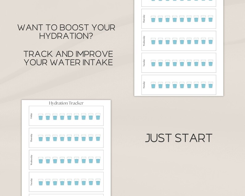 Hydration Tracker Printable and Digital Tracker for Daily and Weekly ...