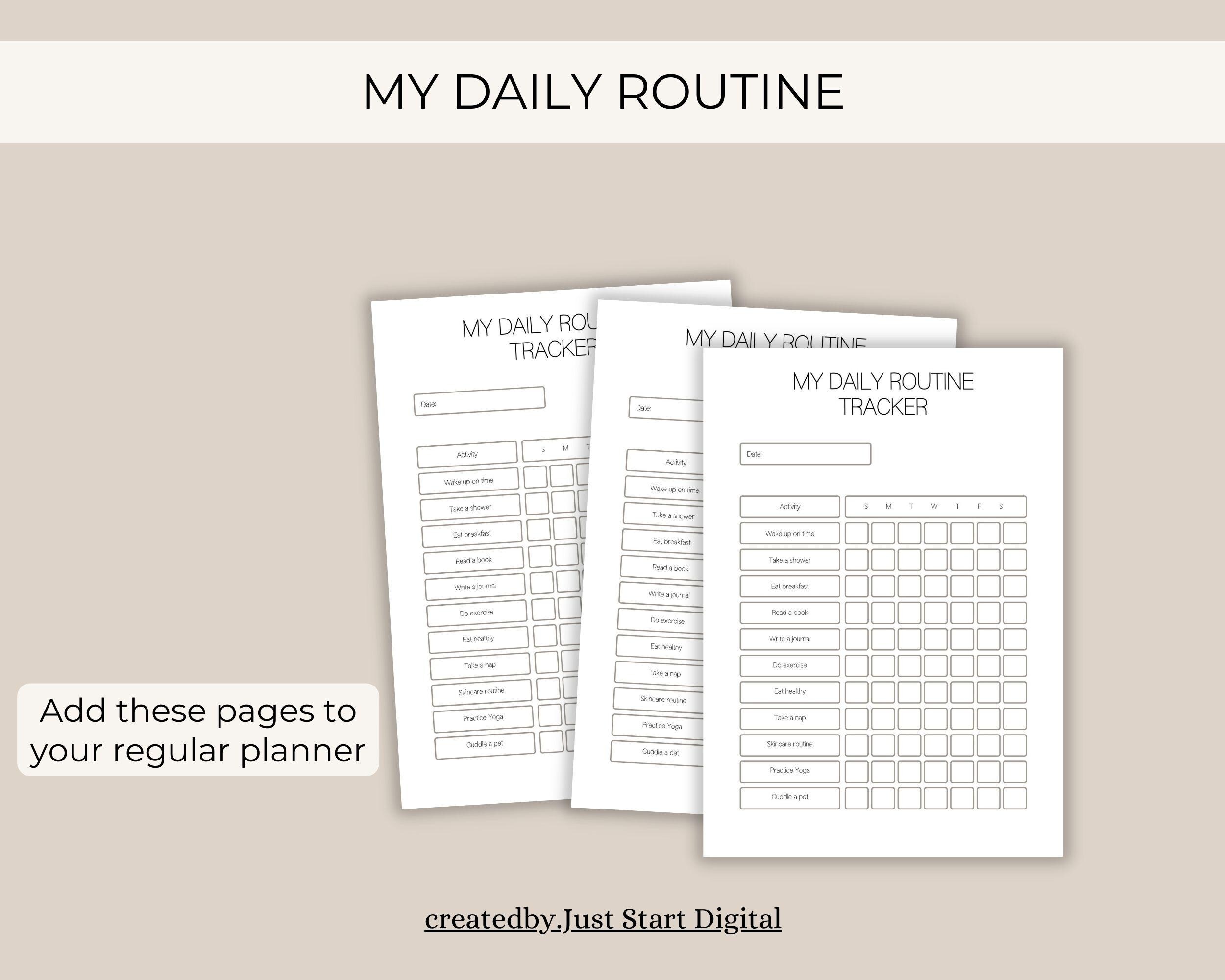 Daily Routine Printable and Digital Template With Daily Activities for ...