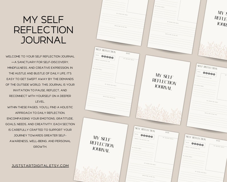 Self Reflection Journal Digital Printable for Daily Reflection and ...