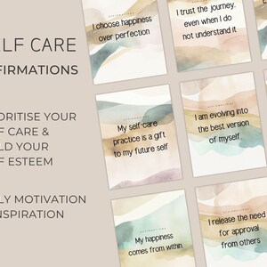 Printable Digital Affirmation Cards in a Soft Textured Design, Mental ...