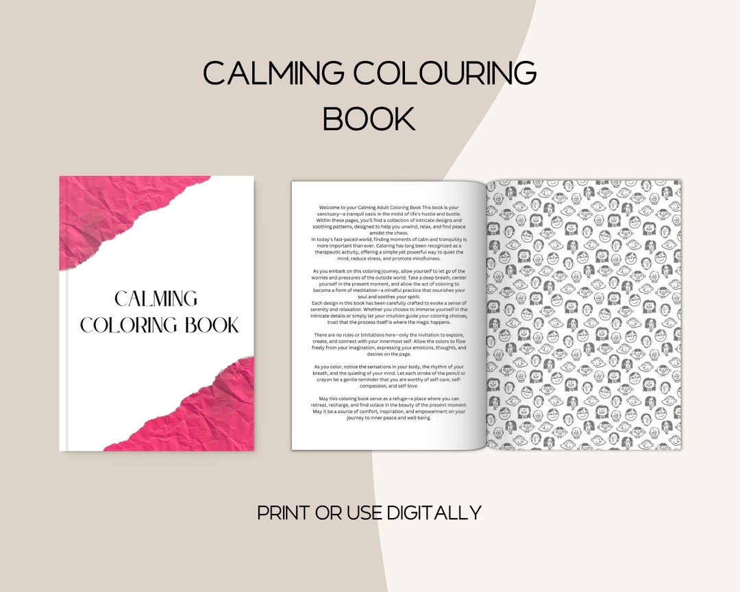Digital and Printable Calming Colouring Book Adult Colouring Book ...