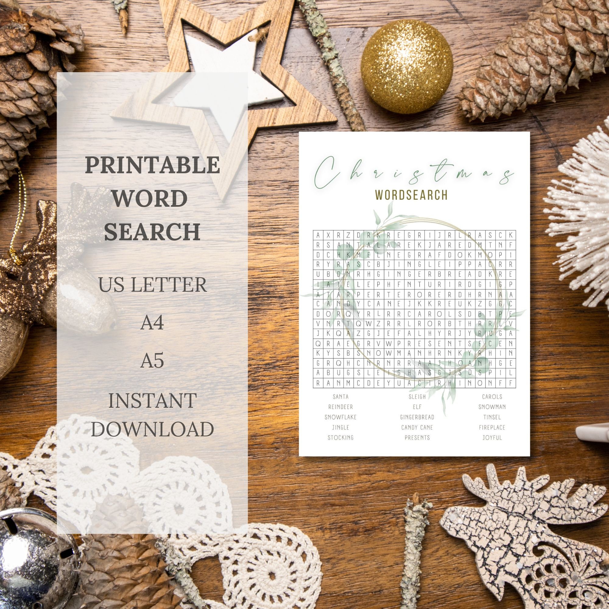 Printable Christmas Word Search Game Party Games Adult - Etsy