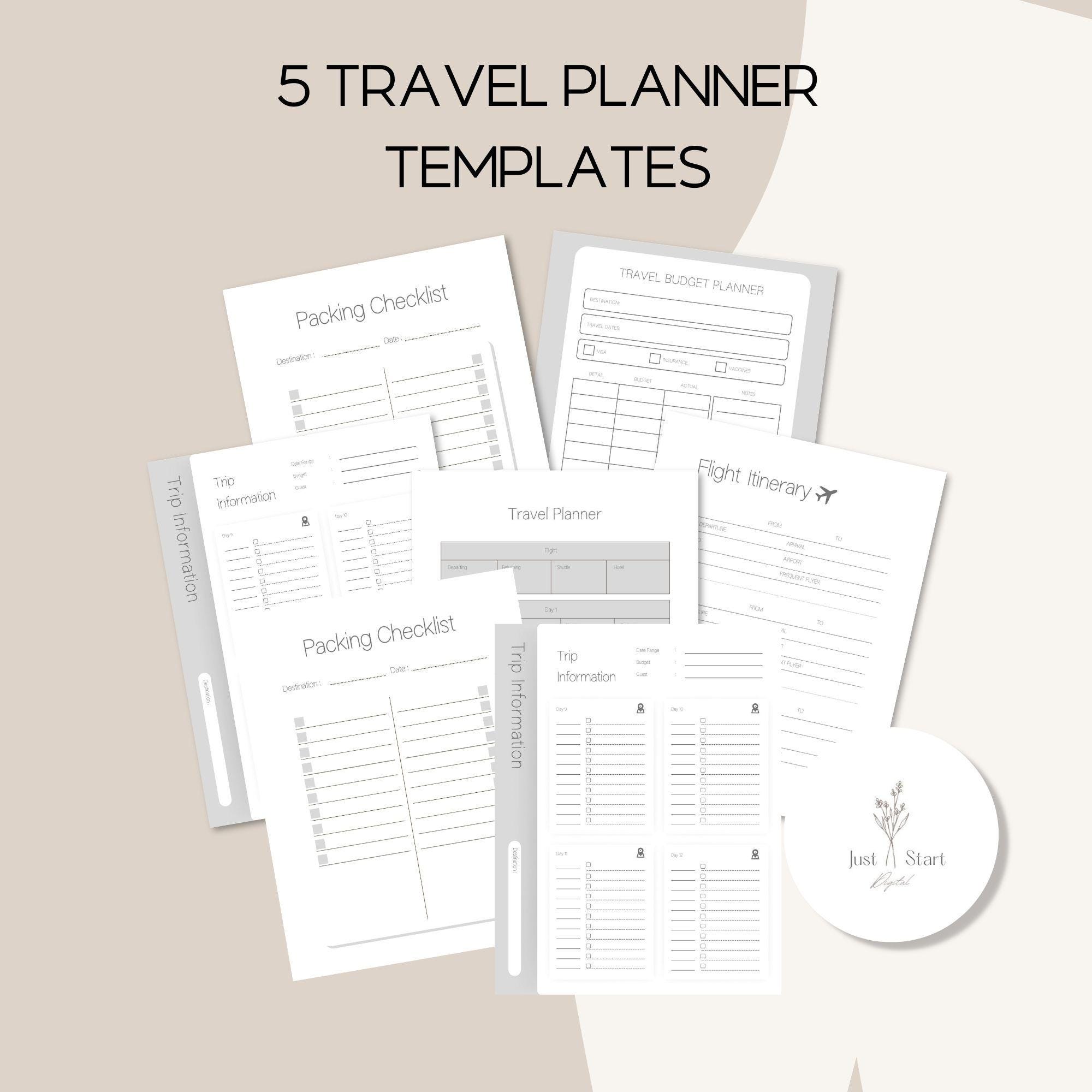 Mini Travel Planner Bundle: Printable Trip Itinerary & Checklist ...
