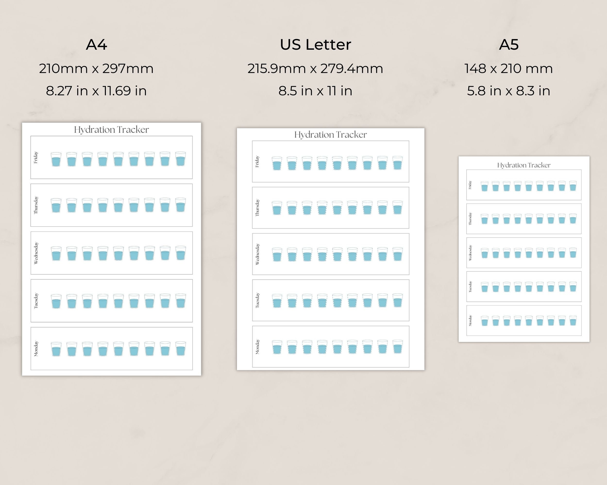 Hydration Tracker Printable and Digital Tracker for Daily and Weekly ...