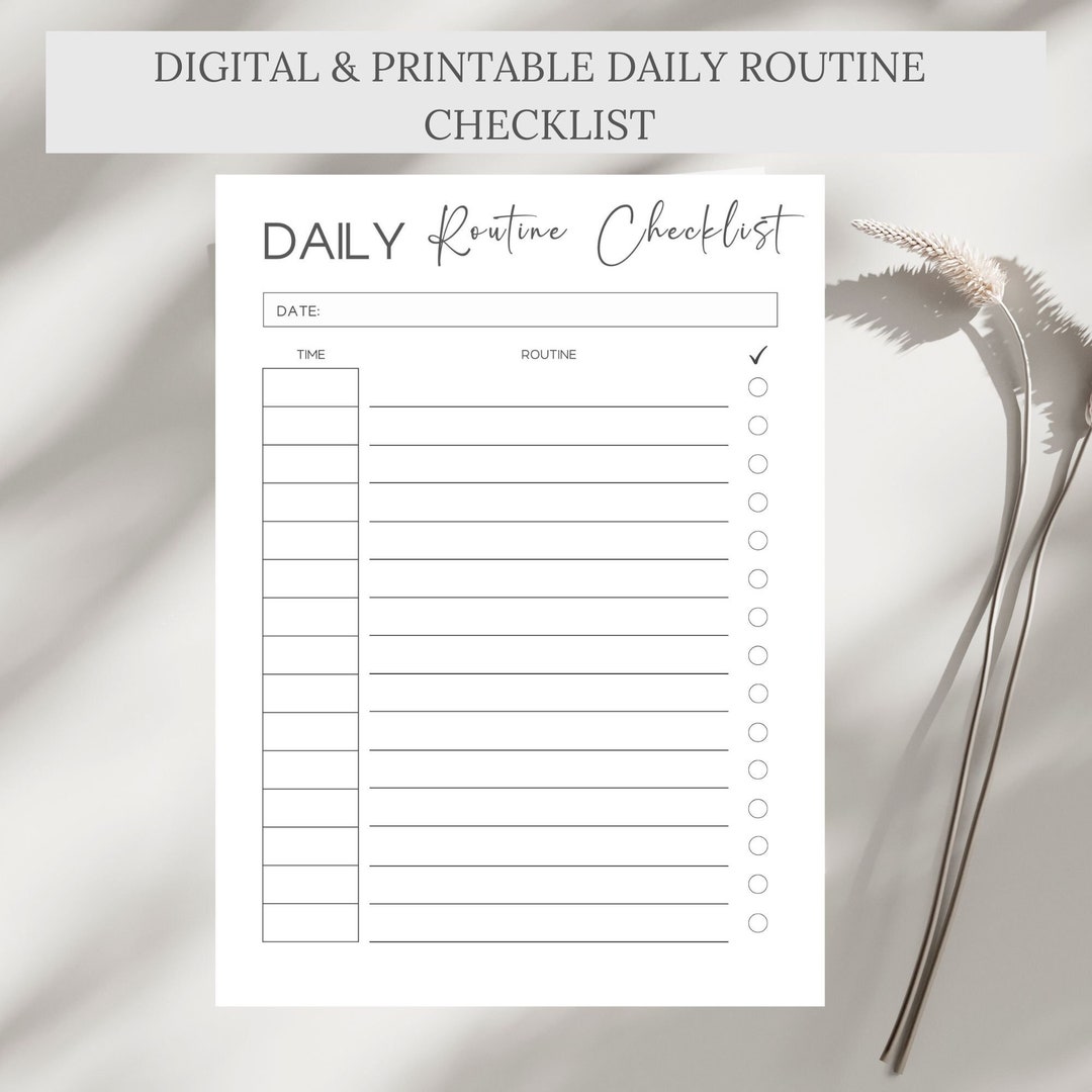 Digital Printable Daily Routine Chart Fillable Daily Checklist ADHD ...