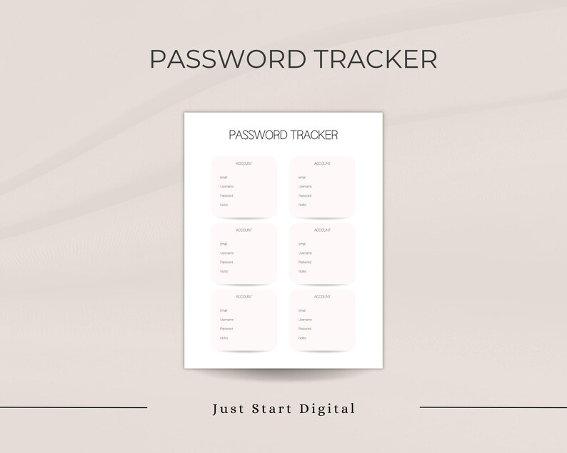 Password Tracker Printable Digital Template is a Simple and Organized ...