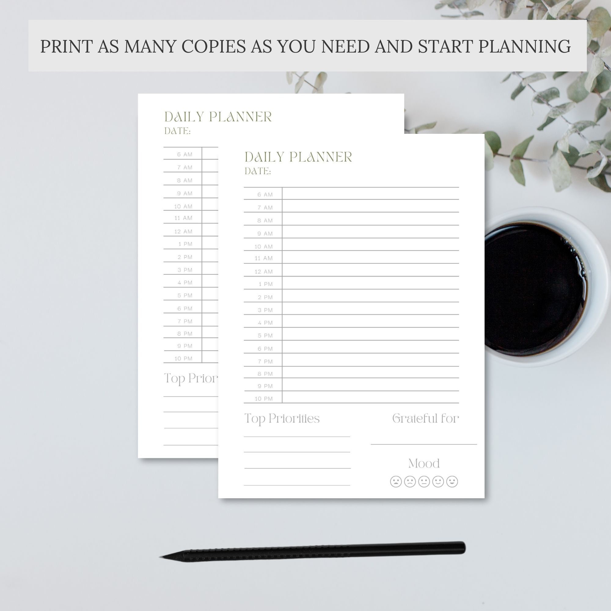 Daily Planner Checklist To-do List Productivity Schedule Template ...