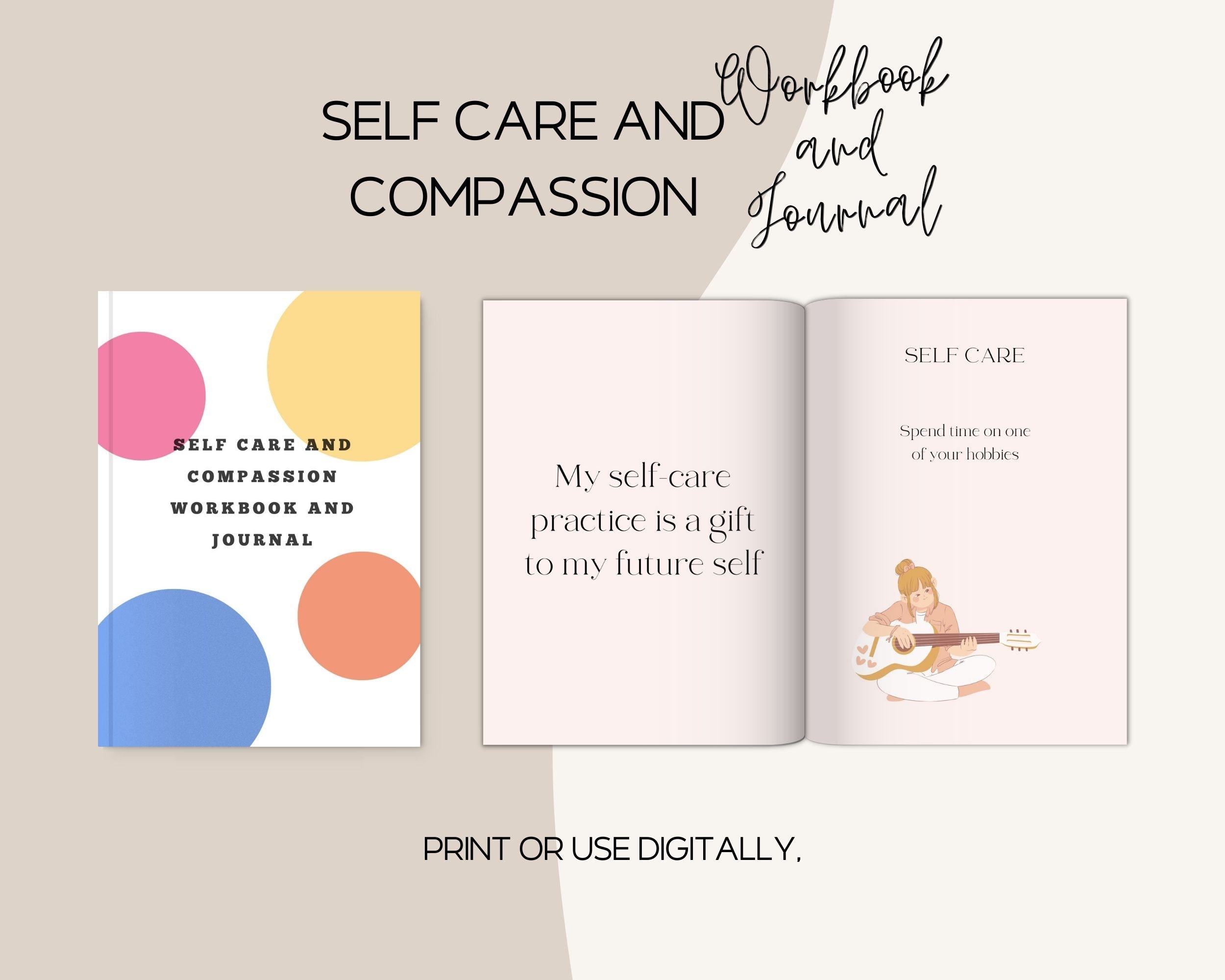 Self Care and Compassion Workbook and Journal Digital Printable Mental ...