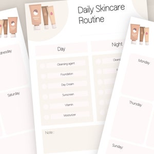 Skincare Weekly Planner and Daily Routine With a Checklist, Beautiful ...
