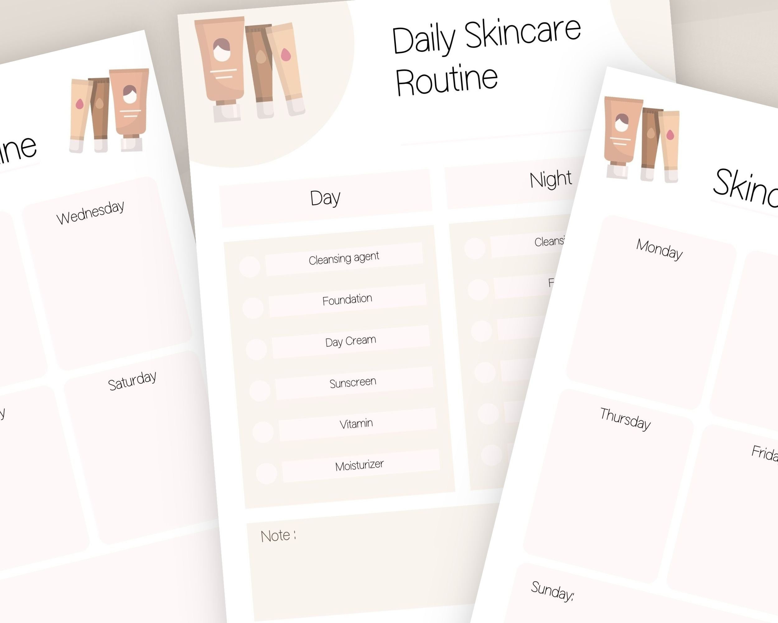 Skincare Weekly Planner and Daily Routine With a Checklist, Beautiful ...