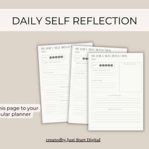 Daily Self Reflection Digital and Printable One Pager for Mindfulness ...