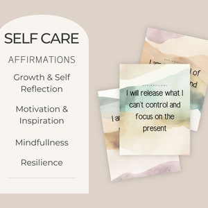Printable Digital Affirmation Cards in a Soft Textured Design, Mental ...