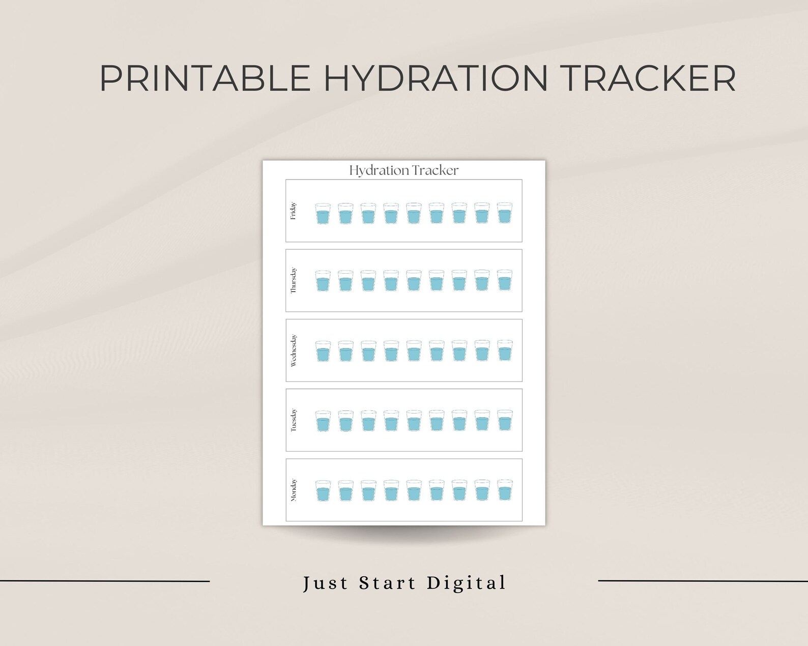 Hydration Tracker Printable and Digital Tracker for Daily and Weekly ...