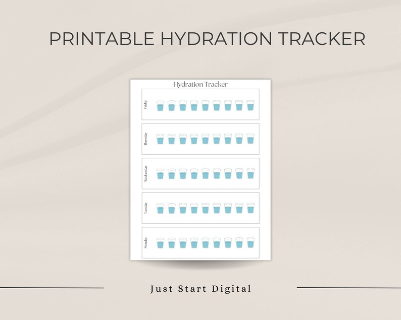 Daily Hydration Tracker Printable: Weekly Water Intake Log (digital ...