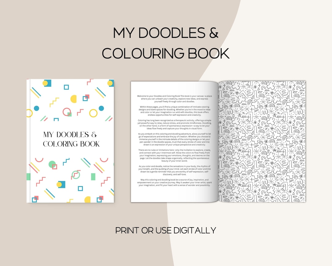 Doodle Notebook and Scribble Coloring Pages, Adult Journaling Doodles ...