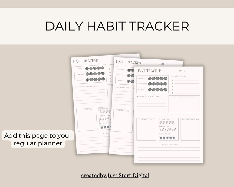 Monthly Mood & Habit Tracker: Printable Daily Wellness Journal (digital ...