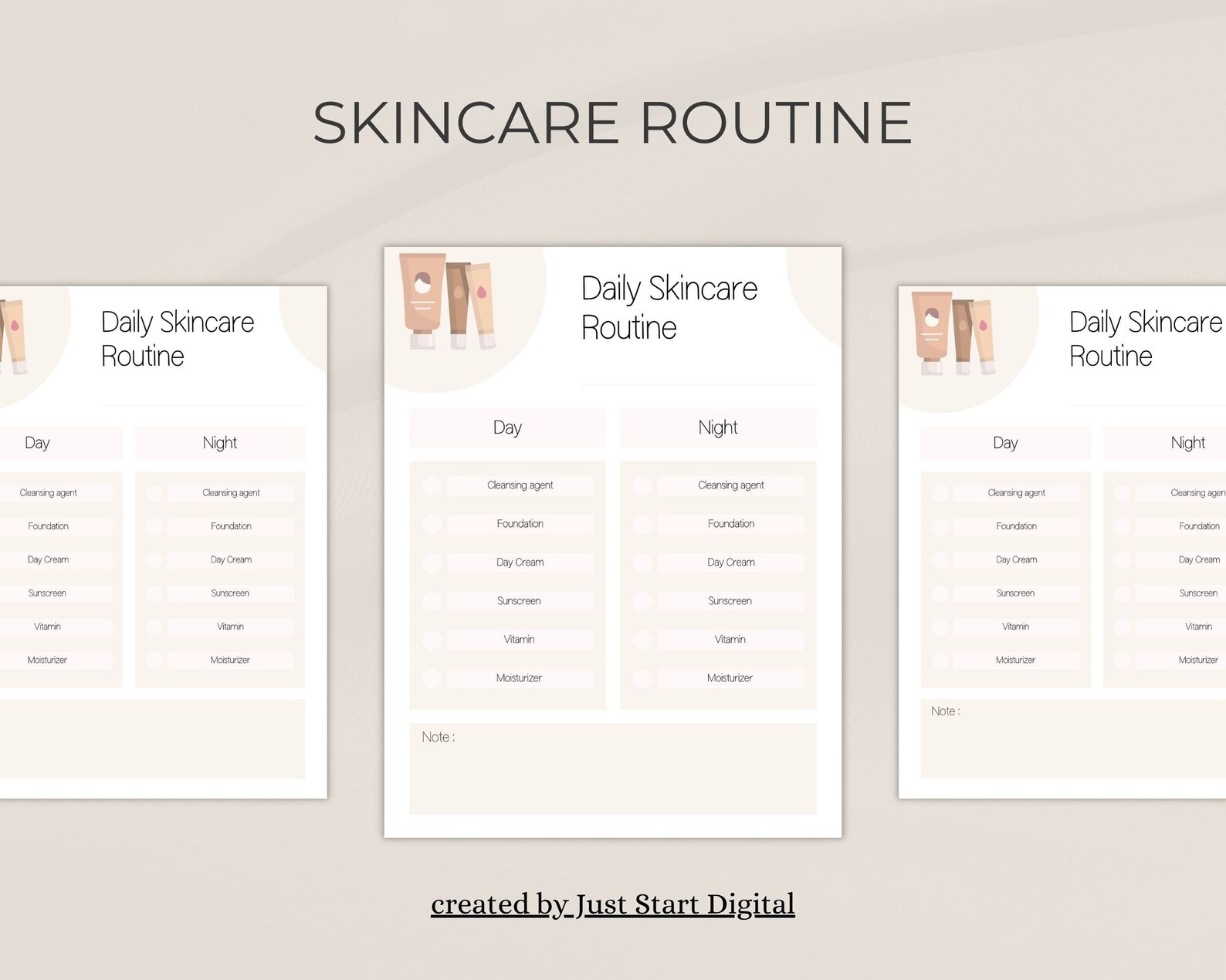 Skincare Weekly Planner and Daily Routine With a Checklist, Beautiful ...