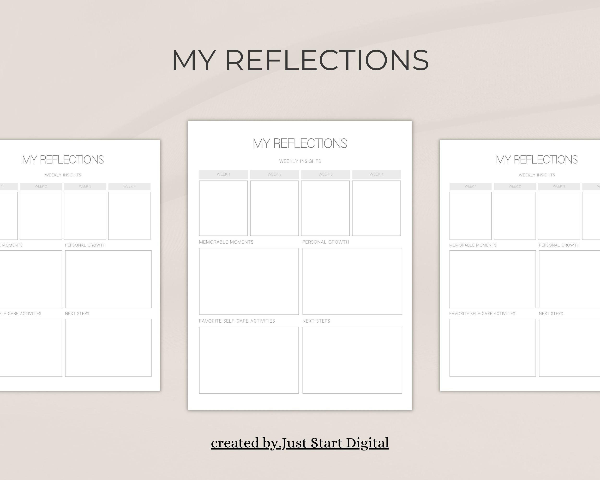 Weekly Reflection Template: Mindfulness & Self-care (digital Download ...