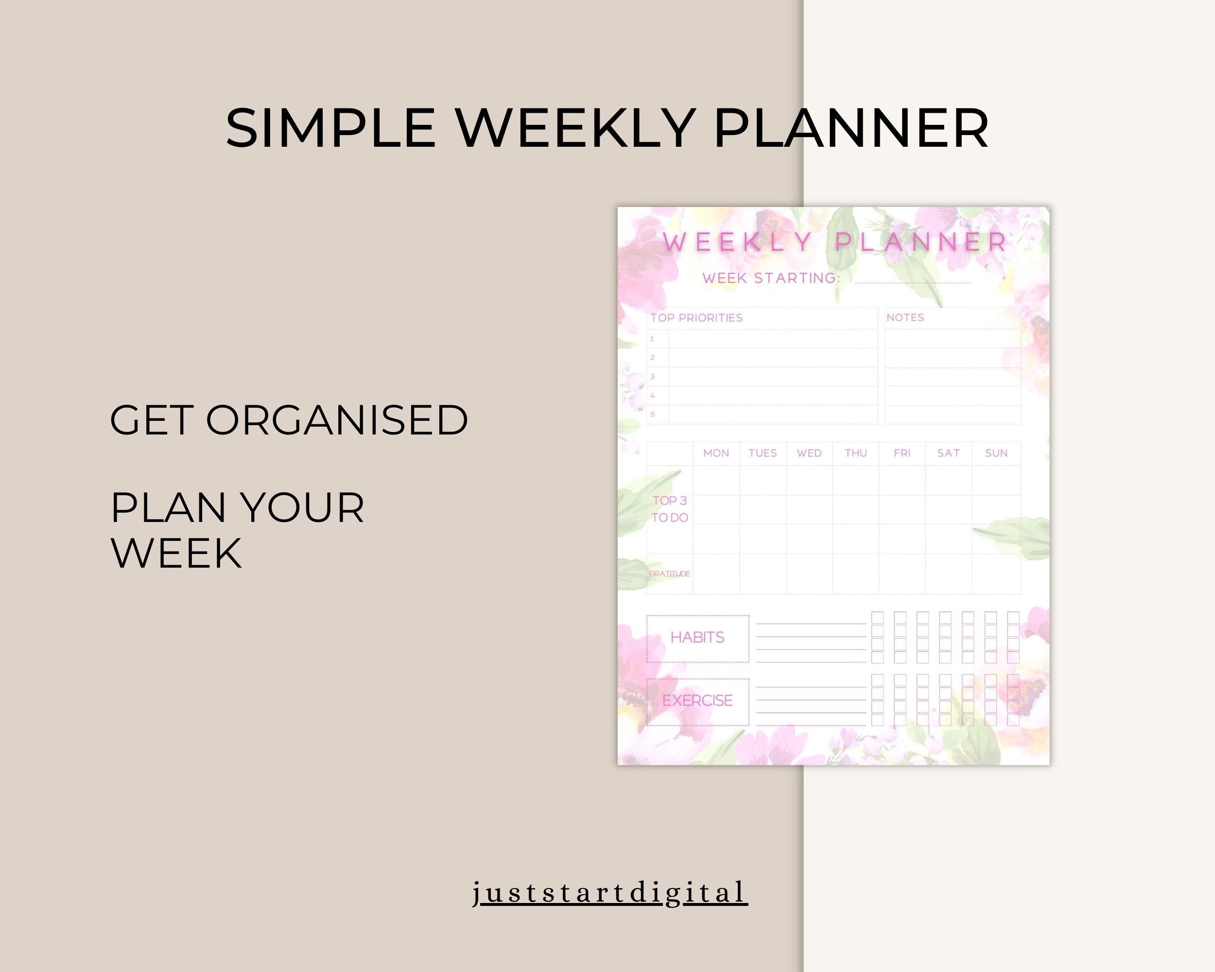Floral Weekly Planner Printable: Simple To-do List (digital Download ...