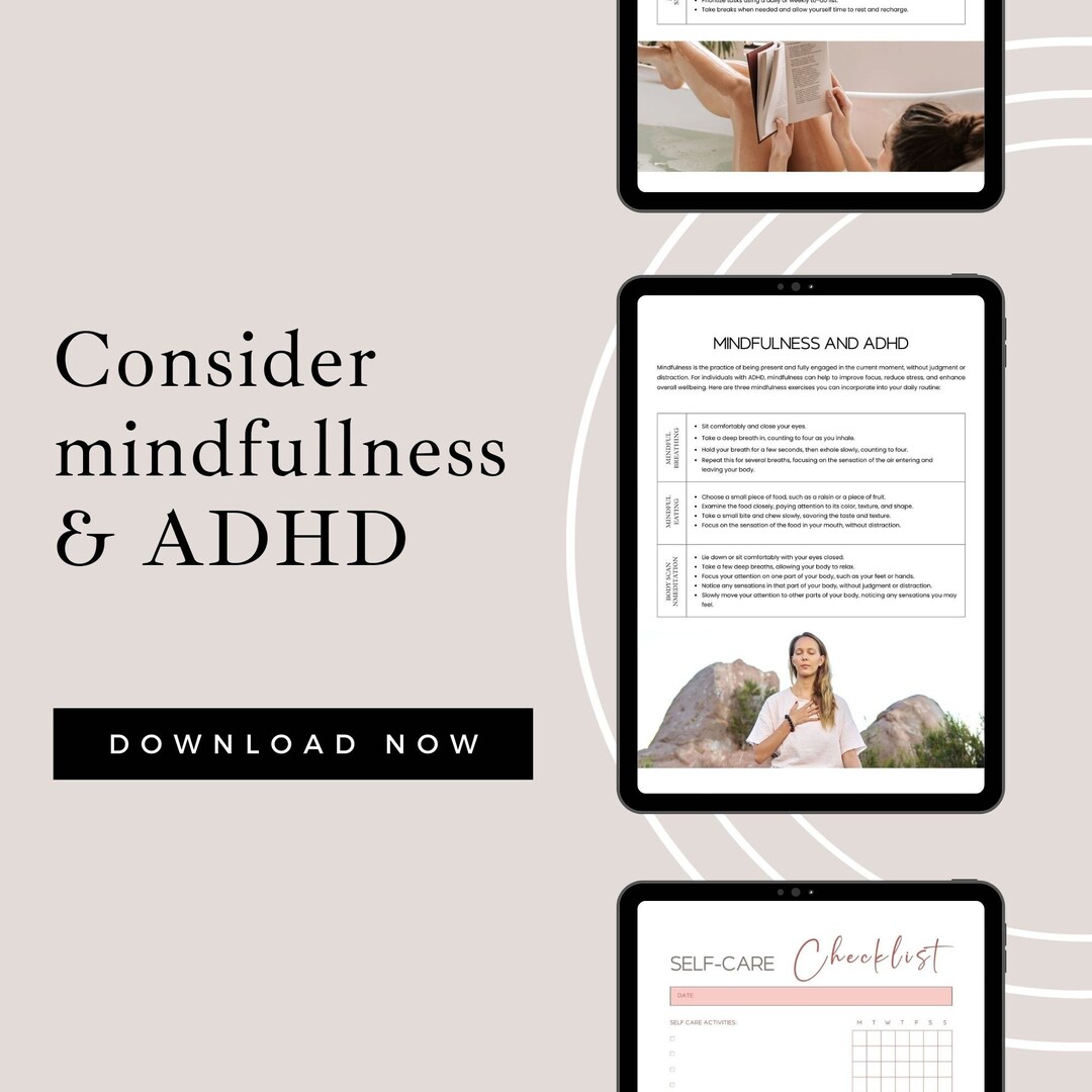 ADHD Self Care Checklist and Habit Tracker Including Mindfullness ...