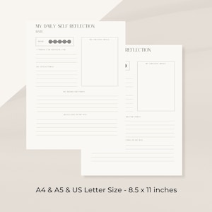 Daily Self Reflection Digital and Printable One Pager for Mindfulness ...