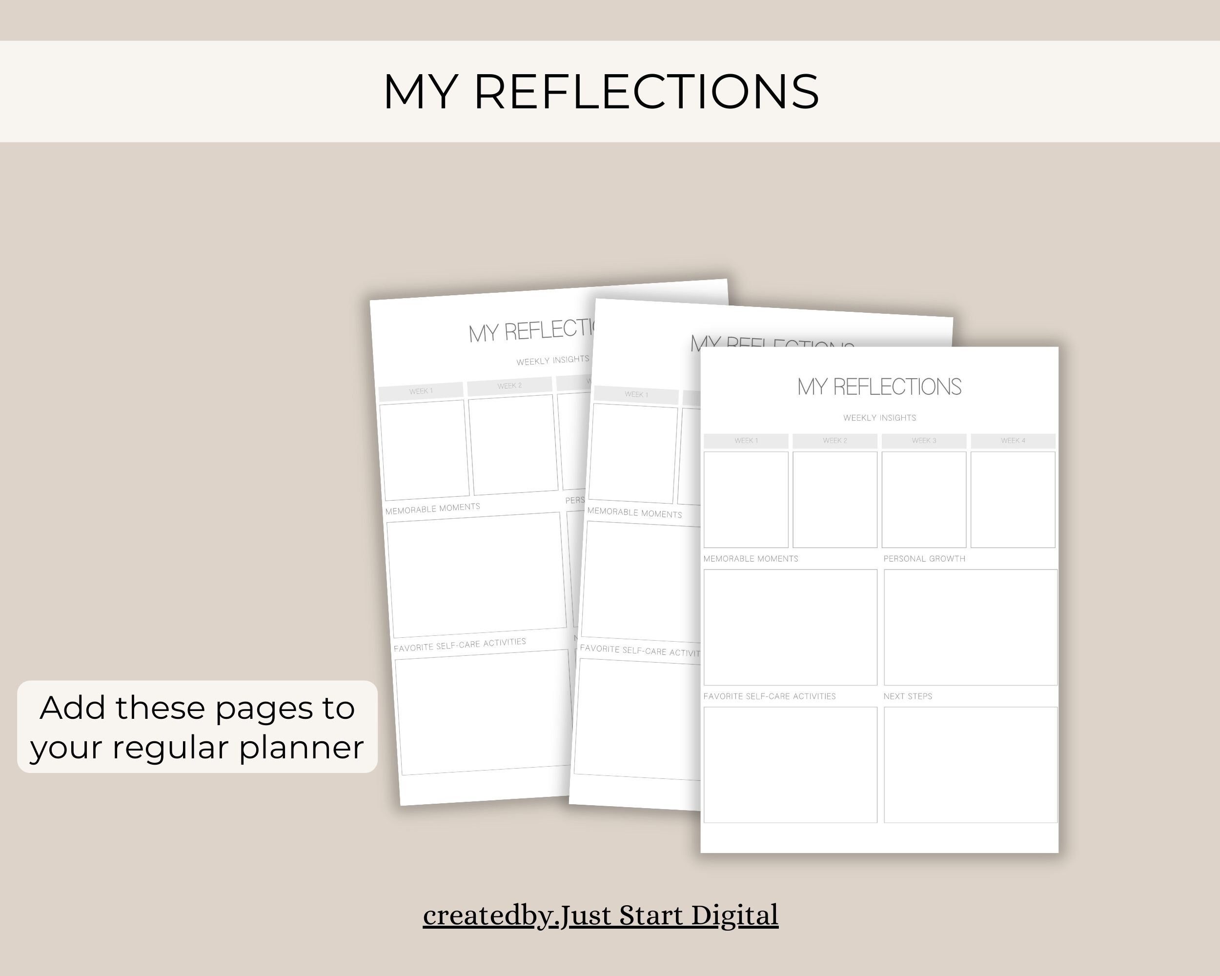 Weekly Reflection Template: Mindfulness & Self-care (digital Download ...
