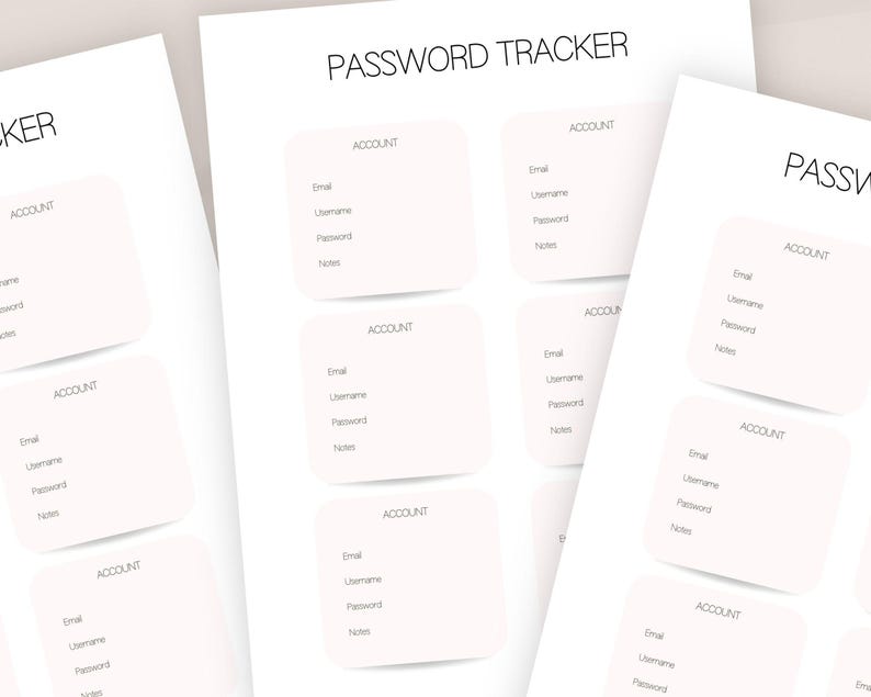 Password Tracker Printable Digital Template is a Simple and Organized ...